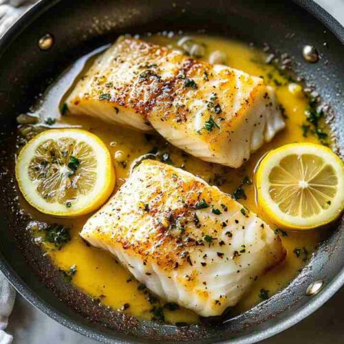 Golden Seared Cod with Herb Butter Sauce - Quick Recipes